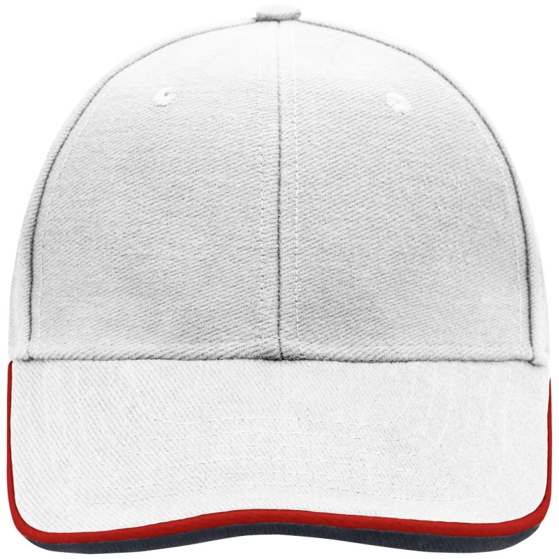 MB6197 6 Panel Double Sandwich Cap Color White/Red/Navy Size One size